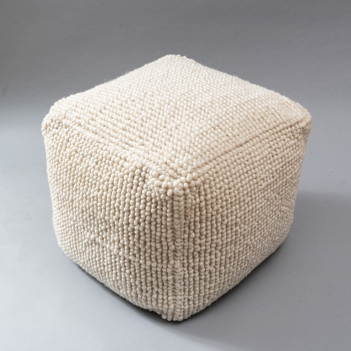 Buy Ivory Chunky Wool Pouf Online In India - TROOST