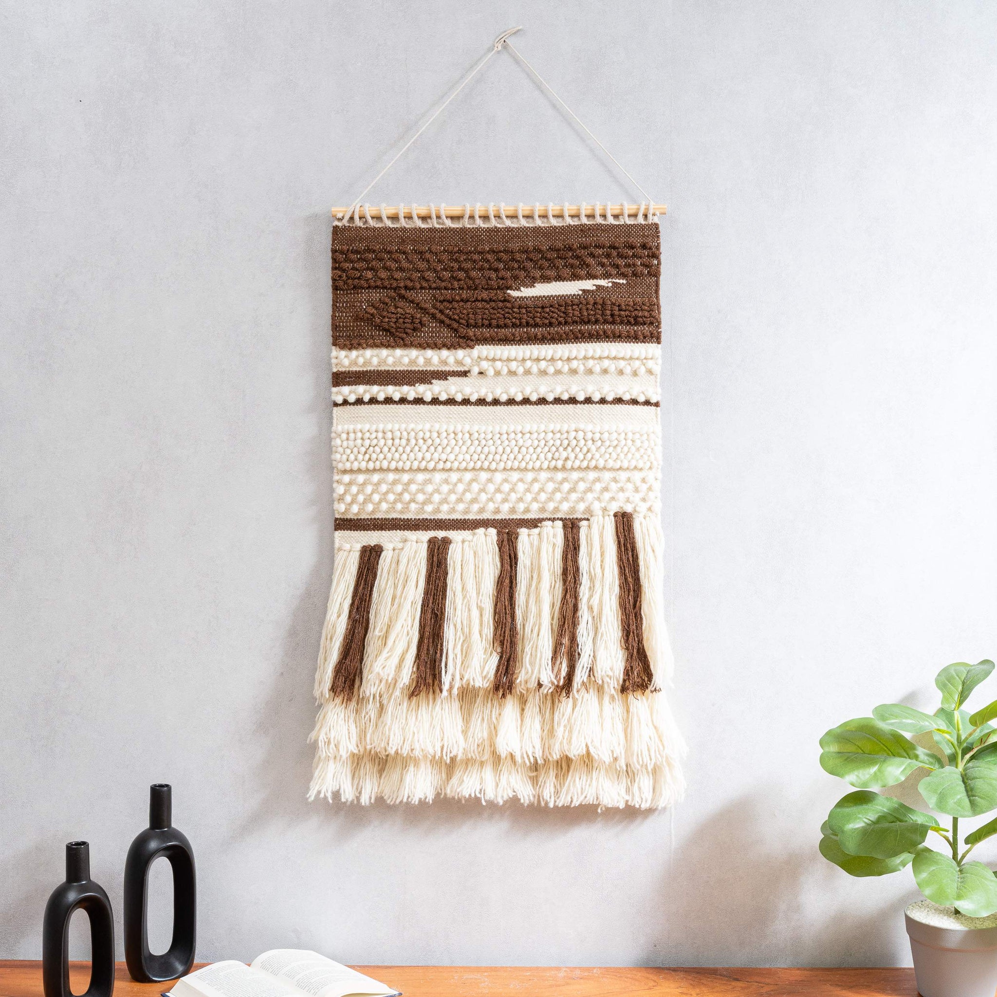 Earthy Hues Wall Hanging, Wool, Brown & Off-White, 18"x24", Shop Now ...