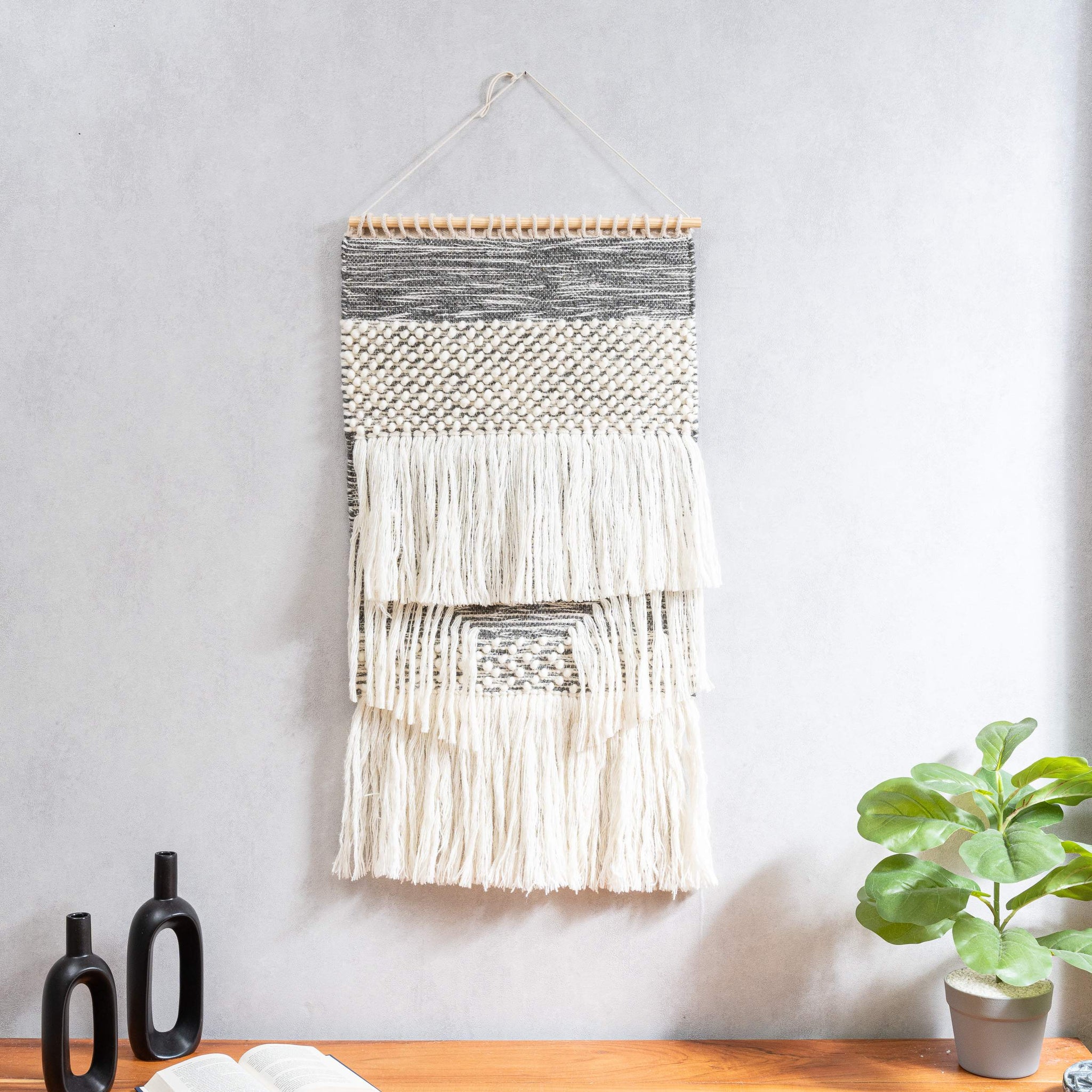 Classic Loop Wall Hanging, Grey & Off-White, Wool, 18"x24", Shop Now ...